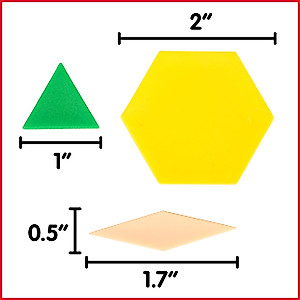 Edx Education Pattern Blocks - Mini Jar Set of 120 - Plastic Pattern Blocks - Practice Sorting, Patterns, Measurement and Fractions - Math Manipulative for Kids