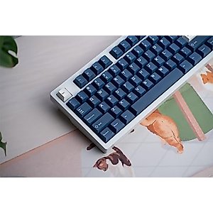 kfaPBT White on Navy Keycap Set for Mechanical Keyboard, 152 Keys Set Custom Keycap Set, Cherry Profile, Compatiable with 100%, 75%, 65%, 60% Keyboards