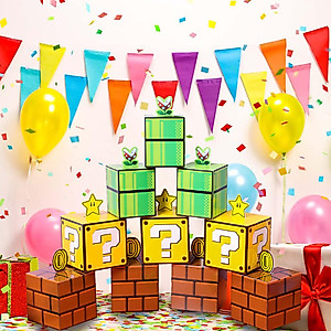 SUYEPER Super Theme Water Pipe Question Brick Treat Boxes Snack Goody Cardboard Bag Birthday Party Favors Decorations Gift Wrap Boxes (12PCS)