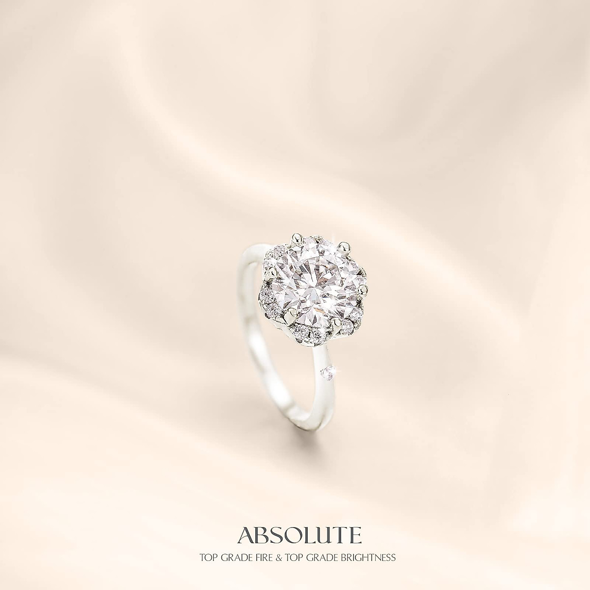 ABSOLUTE Moissanite Rings for Womens Engagement Rings 2 Carat Solitaire Rings 925 Sterling Silver Moissanite Wedding Band With Certificate Round Cut Mossinate Rings for Women Size #6