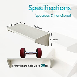 Kaboon Floating Shelves 16x8 inch Set of 2, Grayish White Pebbled Surface, Wall Shelves for Storage and Decor, Living Room, Bathroom, Kitchen, Office and More, Home Decor and Organization, Sea Salt