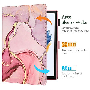 Fancity Case for Samsung Galaxy Tab A8 10.5 Inch 2022 Release, Multi-Viewing Angles, PU Leather Smart Cover with Auto Sleep Wake Feature for Galaxy Tab A8 Tablet [SM-X200/X205/X207], Marble Pink