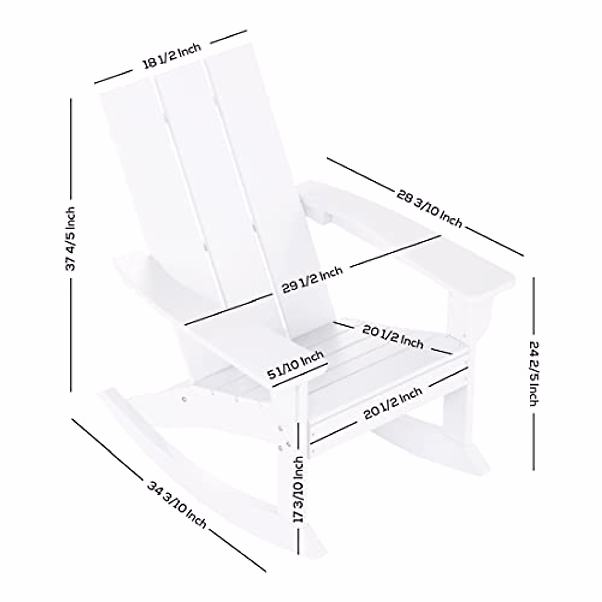 WestinTrends Ashore Patio Rocking Chair, All Weather Poly Lumber Plank Adirondack Rocker Chair, Modern Farmhouse Outdoor Rocking Chairs for Porch Garden Backyard and Indoor, Weathered Wood
