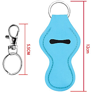 Duufin 20 Pieces Chapstick Holder Keychain Lipstick Holder Lip Balm Holder with 20 Pieces Metal Clip Cords Chapstick Keyring Holder for Chapstick Tracker and Safeguard, 10 Colors