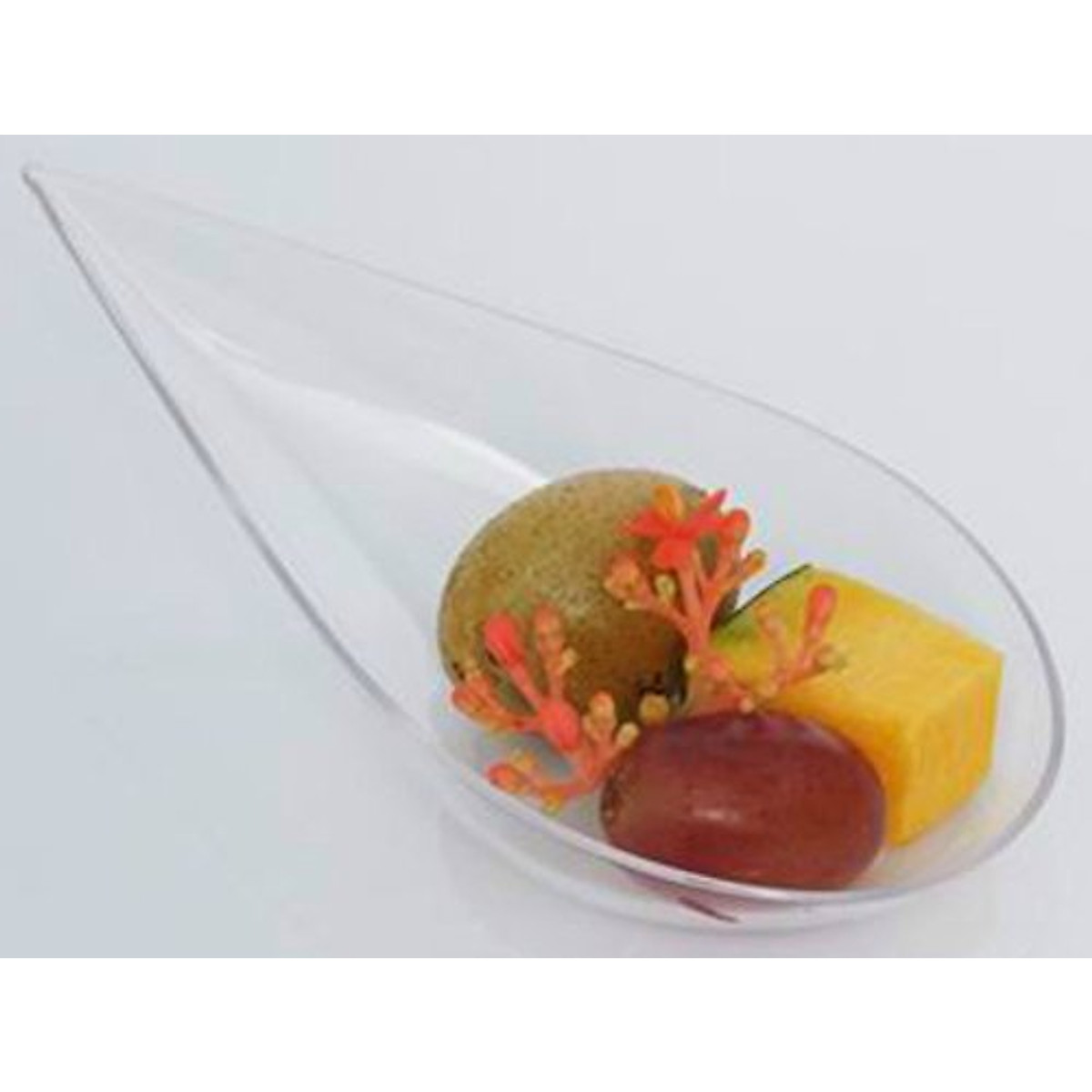 Zappy - 100 Clear 4 Inches Plastic Tear Drop Appetizer Spoon Clear Plastic Spoon Tasting Spoons Soup Spoons/Asian Spoon Dessert Dish Bowls Teardrop Plates Spoons