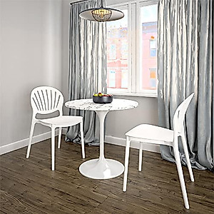 COSCO Outdoor/Indoor Stacking Resin Chair with Shell Back, 2-Pack, White