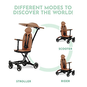 Evolur Cruise Rider Stroller with Canopy, Lightweight Umbrella Stroller with Compact Fold, Easy to Carry Travel Stroller - Cognac