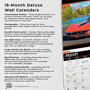 Corvette OFFICIAL | 2024 14 x 24 Inch Monthly Deluxe Wall Calendar | Sticker Sheet | StarGifts | Chevrolet Motor Muscle Car