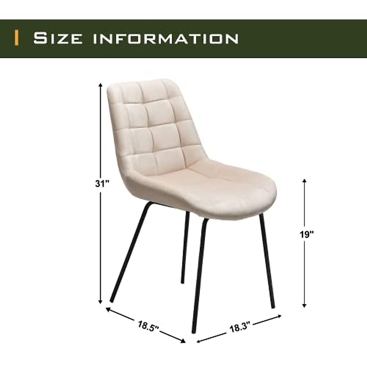 NicBex Velvet Dining Chairs, Upholstered Reception Chairs, Tufted Accent Chair with Metal Legs for Home Kitchen, Living Room, Set of 2, Khaki