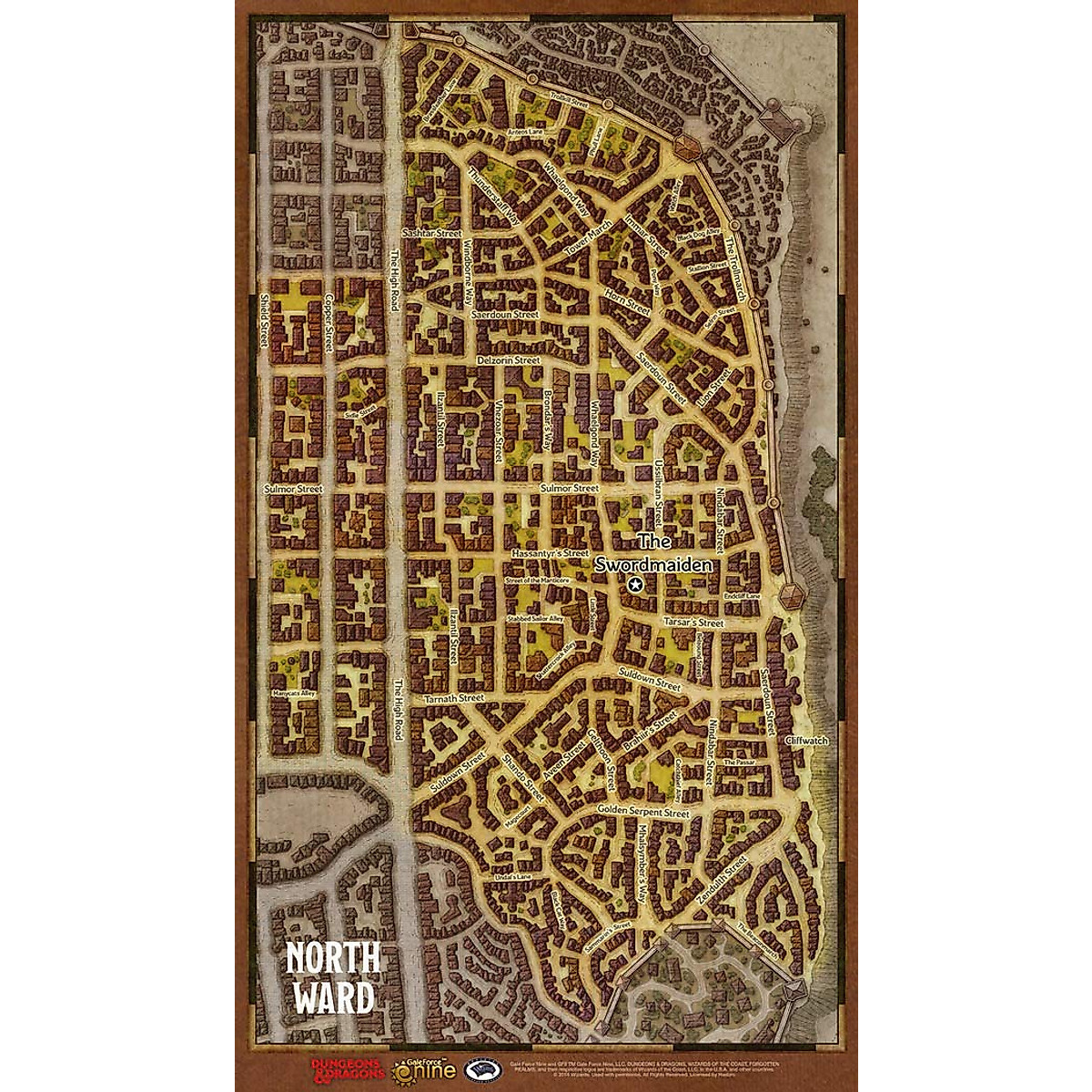 Gale Force Nine Dungeons & Dragons Waterdeep Dragon Heist Vinyl Map Set, Multi-Colored