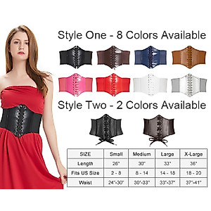 HANERDUN Lace-up Waspie Corset Belts for Women Elastic Waist Belt Tied Retro Wide Belt