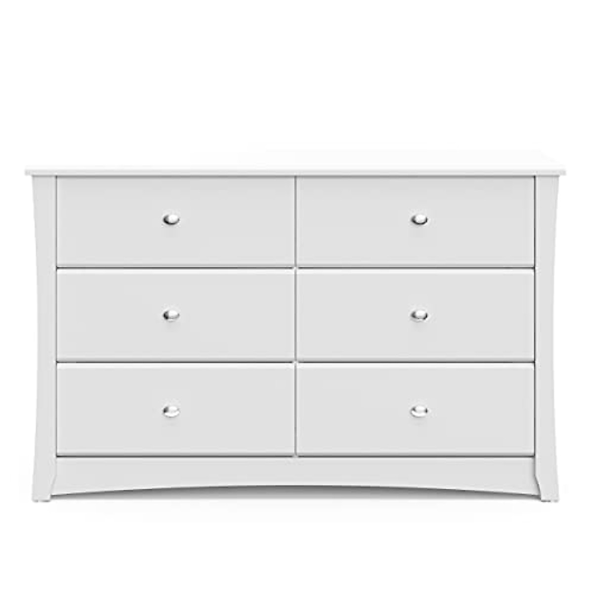 Storkcraft Crescent 6 Drawer Double Dresser (White) – Dresser for Kids Bedroom, Nursery Dresser Organizer, Chest of Drawers for Bedroom with 6 Drawers, Universal Design for Children’s Bed