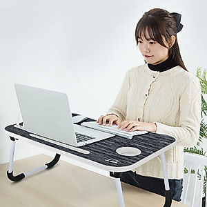 TZT 23.5" Portable Laptop Desk ,Laptop Stand for Bed with USB Charge Port, Laptop Desk for Bed ,Multi-Function Notebook Stand for Working, Reading (Gray)