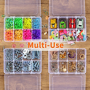 QUEFE 2 Pack 8 Grids Bead Organizers and Storage, Plastic Organizer Box with Removable Dividers Tackle Box Organizer for Candies Snacks Electronics Jewelry Small Parts