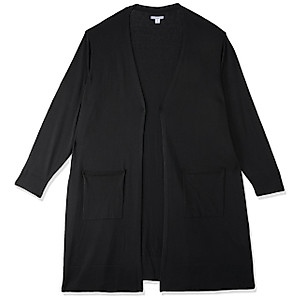 Amazon Essentials Women's Lightweight Longer Length Cardigan Sweater (Available in Plus Size), Black, 3X