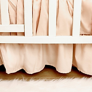 HNHUAMING 4-Piece Crib Bedding Set, Baby Girl Bedding Crib Set, Flower Crib Skirt, Baby Quilt, Crib Sheet and Diaper Stacker