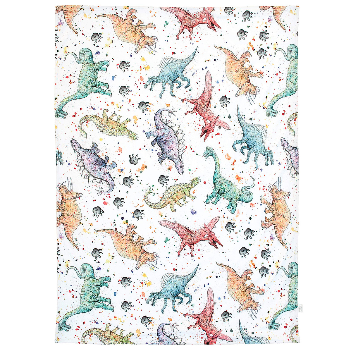 Jaxson's World Watercolor Dinosaur Theme Minky Blanket | Unique Baby Gift