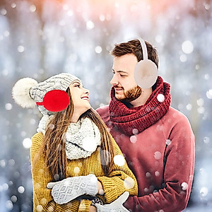 Simplicity Unisex Furry Folding Ear Warmers for Women Ear Muffs Winter Earmuffs for Women Winter Cold Weather Warm Ear Cover for Winter, Cream