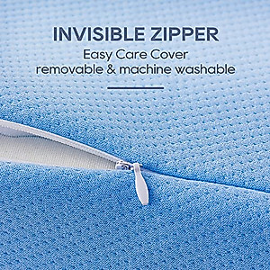 Cube Pillow for Side Sleepers 24"x12"x5" Memory Foam Rectangle Pillow Support Neck and Shoulder for Pain Relief, Thick Bed Pillow for Sleeping with Removable Cover - King, Queen, Square | Blue