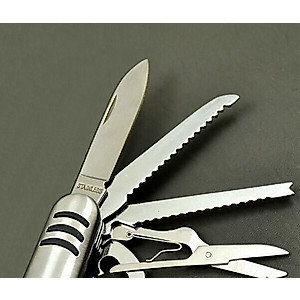 Geralt Pocket Knife 11-in-1 Premium Multi-Tool Heavy Duty Stainless Steel Construction Multi-Function Silver *Survivor Series* With Bottle Opener, Large Folding Knife, Phillips and Flathead Screwdrivers, Saw, Scissors, and More (in Tin or Gift Box)