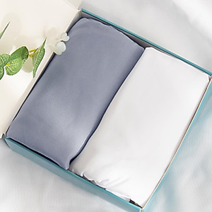 Bassinet Sheets Fit for Rectangle, Hourglass or Oval Bassinet Mattress, Universal Fitted Sheet Set for Various Bassinet Mattress Pad, 2 Pack, Ultra Soft Microfiber Sheets, White & Gray