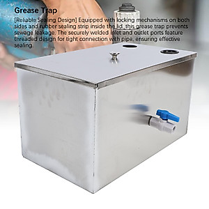 ZAWELIYO Top Inlet Grease Trap, 500x300x295 mm Stainless Steel Oil Water Separator, Large Capacity, Commercial Grease Interceptor for Kitchen, Restaurant, Hotpot