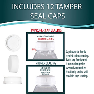 Upper Midland Products 4 oz Empty Plastic Juice Bottles With Lids 12 Pack Small Clear Drink Syrup Disposable Containers Tamper Proof Caps