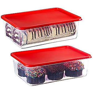 2 Pack - Zilpoo Plastic Food Storage Containers with Lid, Refrigerator, Freezer Covered Cake Keeper, Cupcake Carrier, Christmas Cookie Holder, Lunch Box, 169 oz.