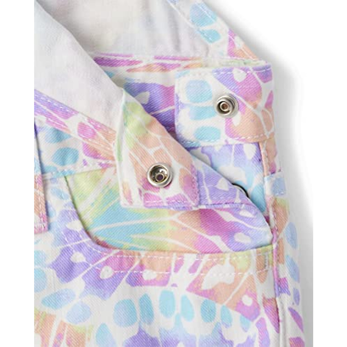 The Children's Place Girls' Denim Shortall Overalls, Rainbow Tie Dye, 8