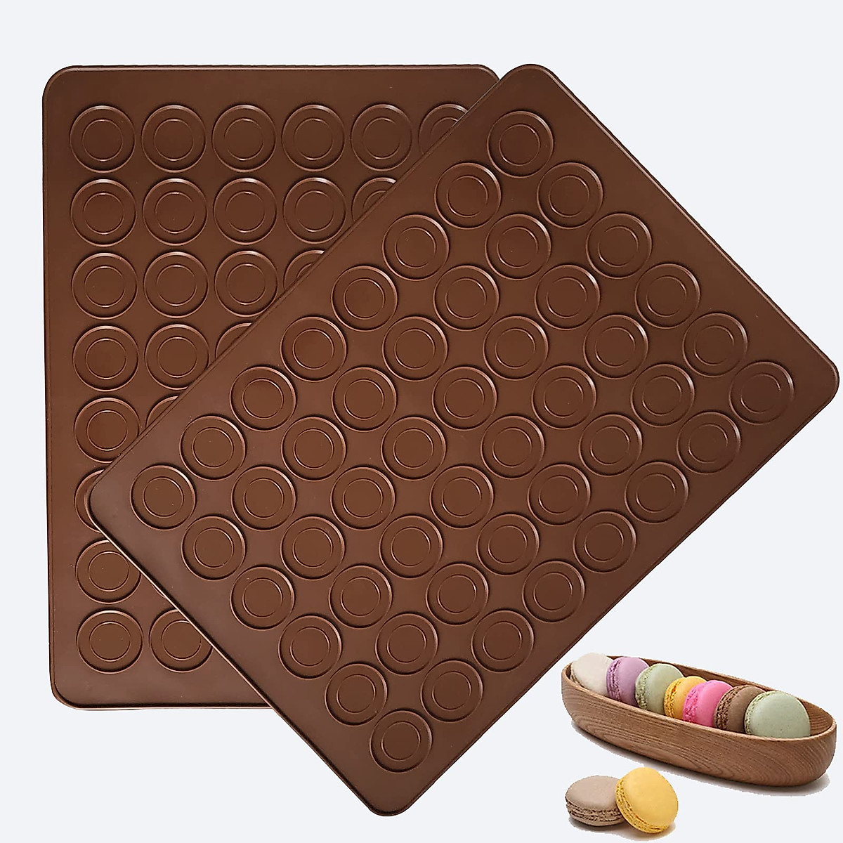 HYCSC 48 Capacity Silicone Baking Mats, Non-Stick Macaron Baking Mats, BPA free Macaron Baking Sheet, Macaron - Pack of 2