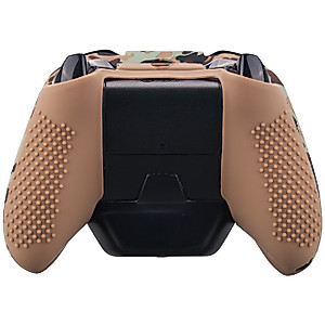 9CDeer Studded Protective Customize Transfer Printing Silicone Cover Skin Sleeve Case + 8 Thumb Grips Analog Caps for Xbox One/S/X Controller Brown Camouflage Compatible with Official Stereo Headset