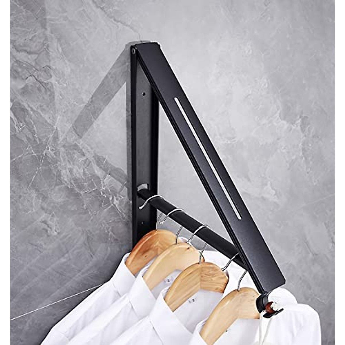 WXS-CHALL Aluminum Wall Mounted Clothes Drying Rack - Space Saving Folding Laundry Rack for Wall, Collapsible Design (Black)