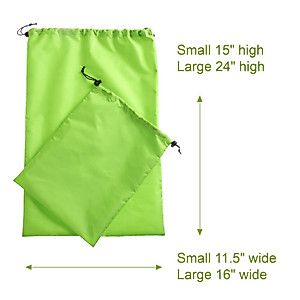 Smooth Trip Travel Laundry Bags with Odor-Blocking Barrier for Wet and Dirty Clothes - Set of 2 Foldable Compact Bags Fit in Luggage and Packs for Gym Clothes, Shoes, Bathing Suits and Baby Clothes