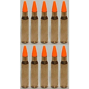 ST Action Pro Pack Of 10 Inert .308 Winchester Rifle Orange Safety Trainer Cartridge Dummy Ammunition Ammo Shell Rounds with Brass Case