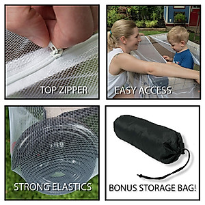 Pack n Play Net with Zippers - Fits Baby Crib, Stroller and Playpen - Universal Size Portable Durable Mesh Netting with Elastic - Complete with Storage Bag Bonus