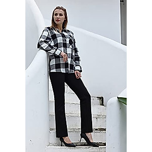 Bamans Women's Bootcut Pull-On Dress Pants Office Business Casual Yoga Work Pants with Key Pocket Straight Leg (Black, Medium)