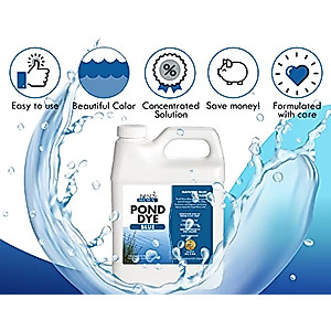 Pond Worx Blue Lake and Pond Dye - 4X Concentrated Liquid Pond Colorant – Shades and Protects Your Pond, Treats up to 1 Acre –1 Quart