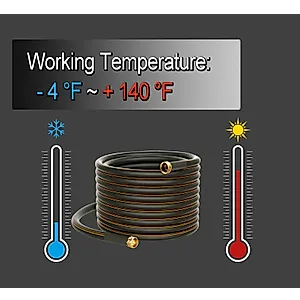 Atlantic Heavy Duty Garden Hose 1 ft x 5/8 Inch Black Color, Short Connection Leader Hose with Solid Brass Connectors (1 Foot)