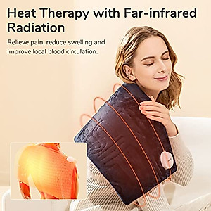 Jesir Heating Pad Electric, Carbon Fiber Tech, Pain Relief for Back, Neck, Shoulder, Cramps, Thick Flannel Fabric Powerful Heated Warmer with Safety, Memory Function, 6 Heat Settings, 12"x24", Blue