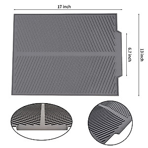 Tumtanm Silicone Draining Board Mat, Folding Draining Mat, 17”x13” Large Drain Pad Eco-Friendly Drainer Mat Heat Resistant Pot Mat Dishwasher Safe Trivet Mat