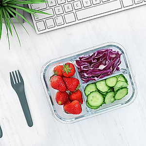 M MCIRCO [5-Pack, 36 oz Glass Meal Prep Containers 3 Compartment with Lids, [10-Pack,22 Oz] Glass Meal Prep Containers