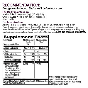 Nature's Way USDA Organic Sambucus Elderberry Syrup, Herbal Supplements, Gluten Free, Vegetarian, 4 Ounce (Packaging May Vary)