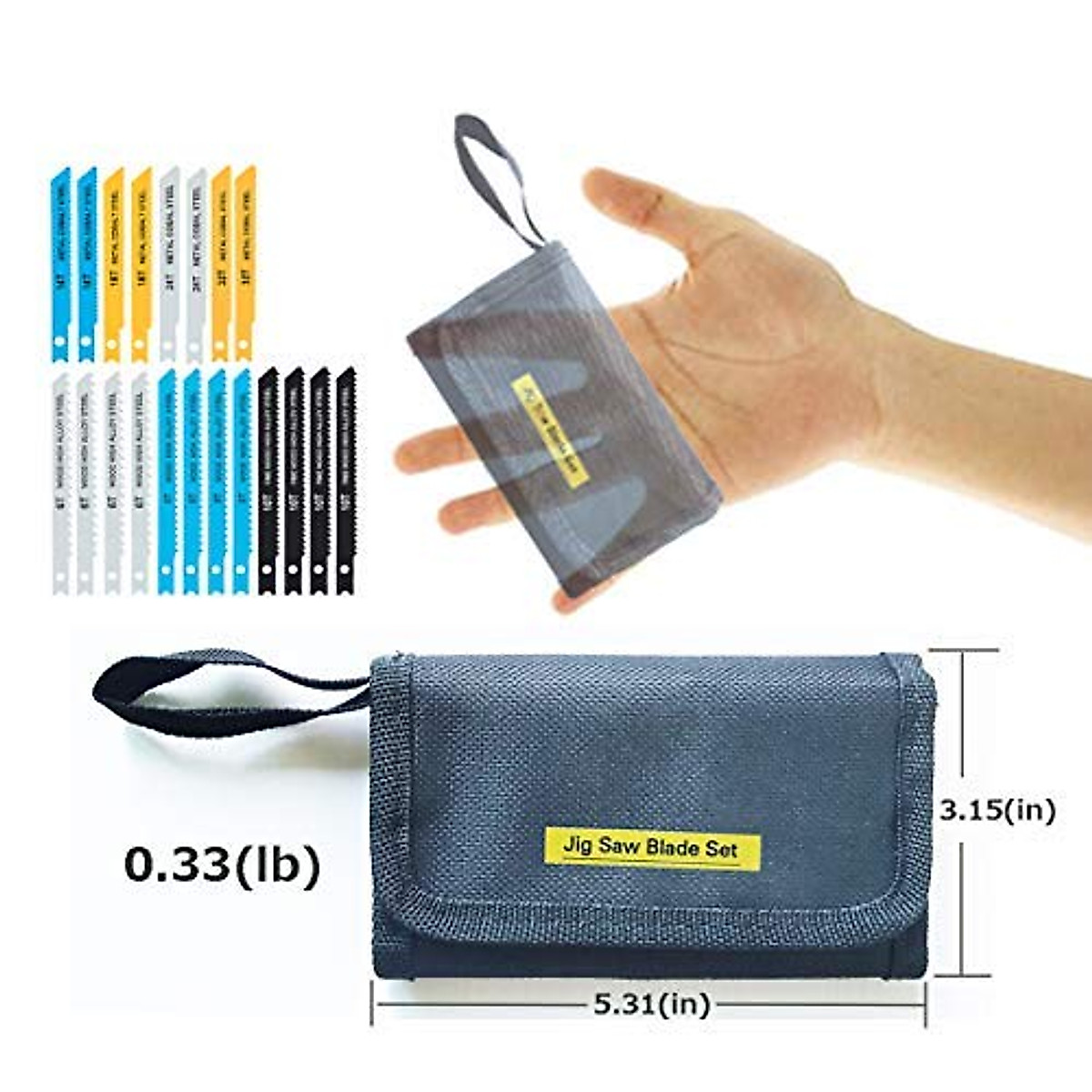 20-Piece Universal Jig Saw Blade Set for Wood,Plastic and Metal Cutting with Tool Bag Universal Design fits All Name Brand and Import jig saws