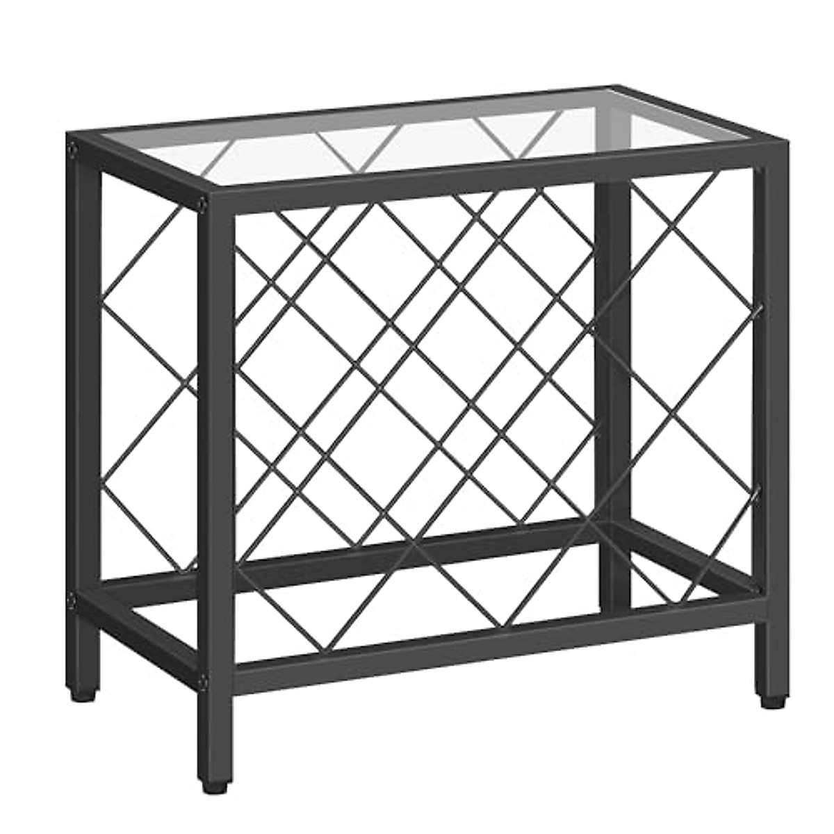 HOOBRO Wine Rack Countertop, 10-Bottle Wine Storage Rack, Freestanding Modern Glass Metal Small Wine Rack, Tabletop Wine Holder Stand for Bar, Dining Room, Kitchen, Black BK11JJ01