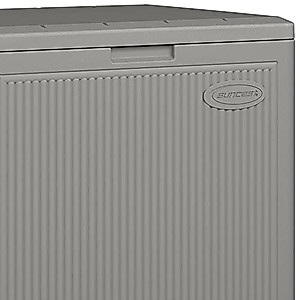 Suncast 22-Gallon Indoor/Outdoor Small Patio Deck Box, Plastic Storage Bin for Lawn, Garden, Garage, & Home Organization, Stoney