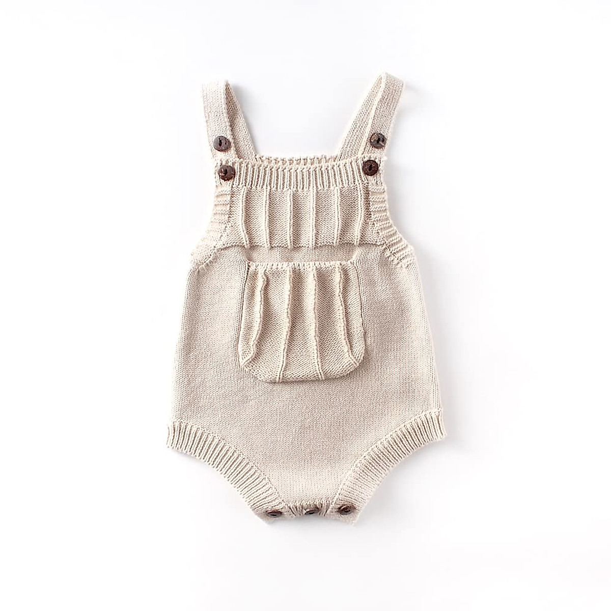 Just Bodi Baby Girl Baby Boy Clothes Knitted Romper Onesie Neutrals Overalls Unisex Baby Clothes Cotton (Sand, 3-6 Months), 82102