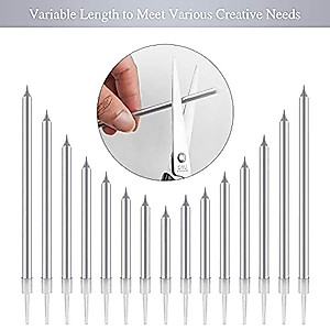 IBLESSU 48 Count Birthday Candles Long Thin Cake Candles - Numeral Birthday Candles Cupcake Candle Sticks in Holders for Birthday Wedding Party Cake Birthday Decorations Kids,Adults,Wedding (Silver)