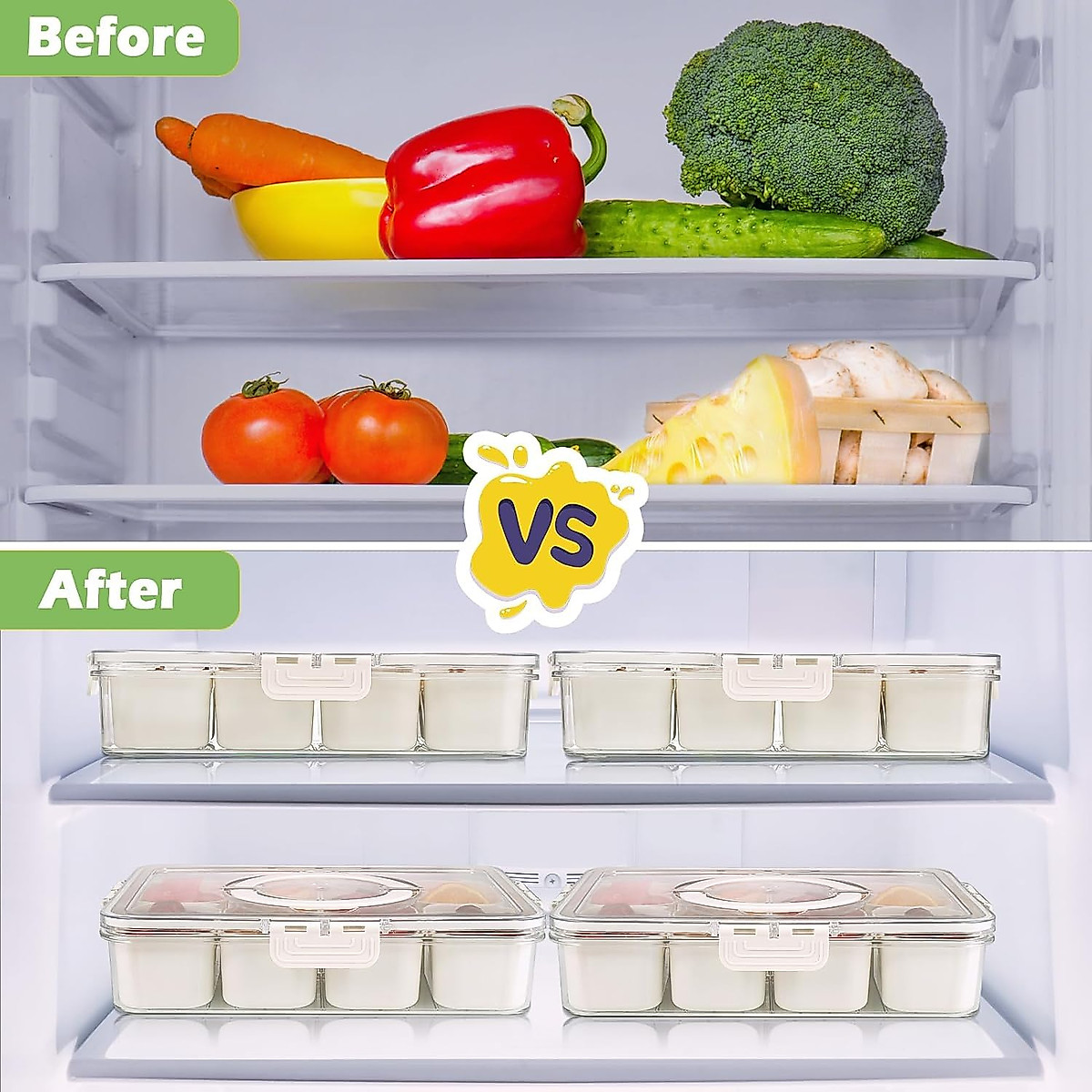 Rtuokad Divided Serving Tray with Lid and Handle,Snack Platters, Protable Snack Box Container for Sweets, Candy, Veggie, Biscuit, Nuts, Fruit, Easy to Carry and Wash (8 Organisers)