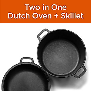 COMMERCIAL CHEF 5-Quart Cast Iron Dutch Oven with Skillet Lid