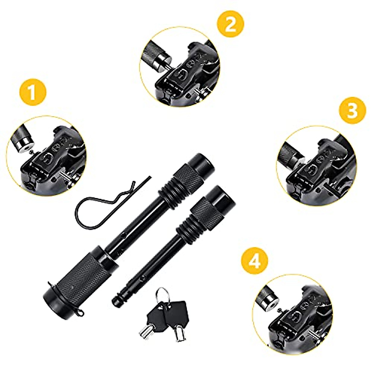 Cenipar Trailer Hitch Coupler Locking Pin 1/2 Inch and 5/8 Inch Set for Truck Car and Boat Fits 1.25", 2" and 2.5" Receivers Class III IV Hitches Towing Locks